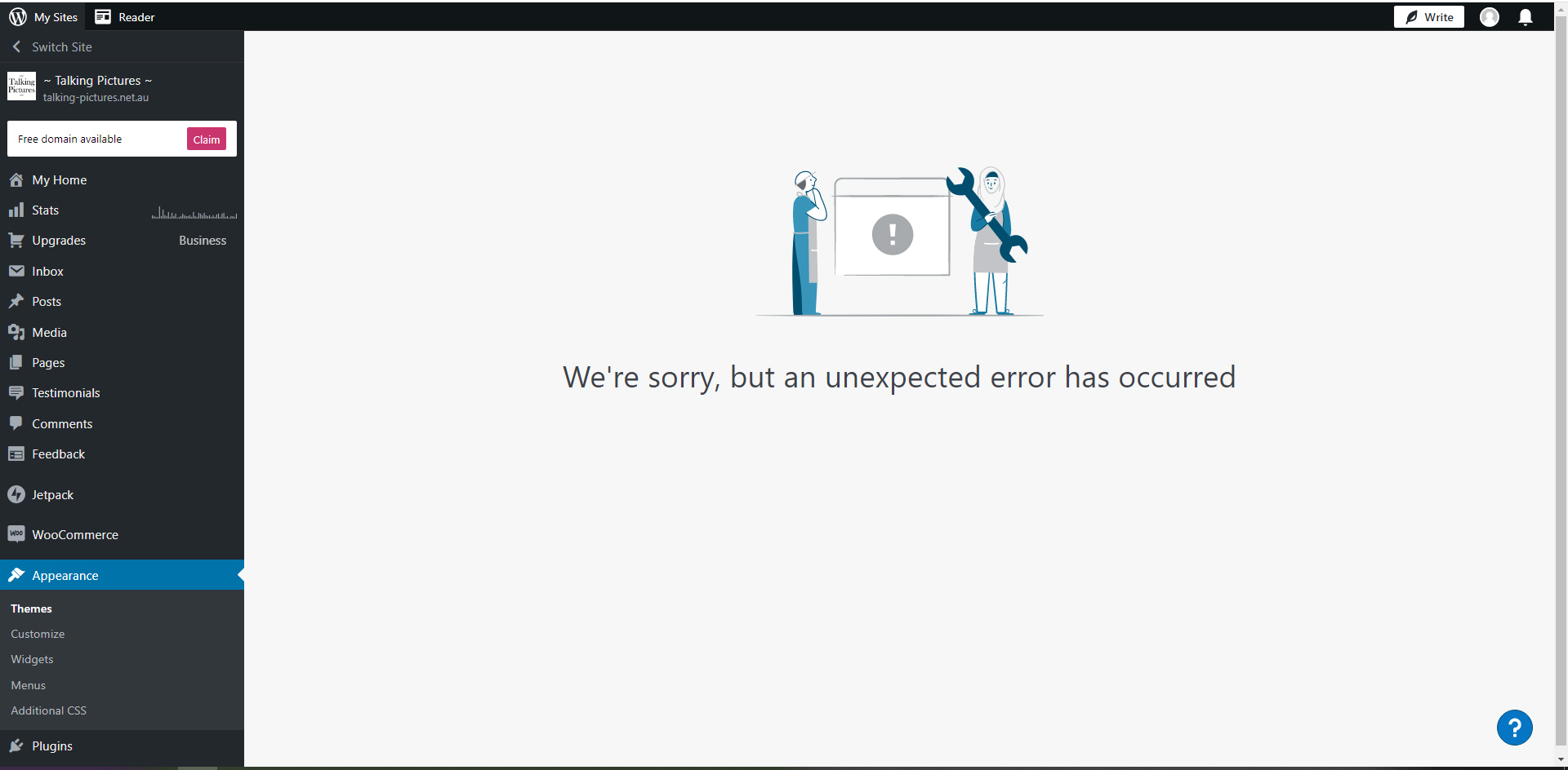 Themes page – unexpected error – ~ Talking Pictures